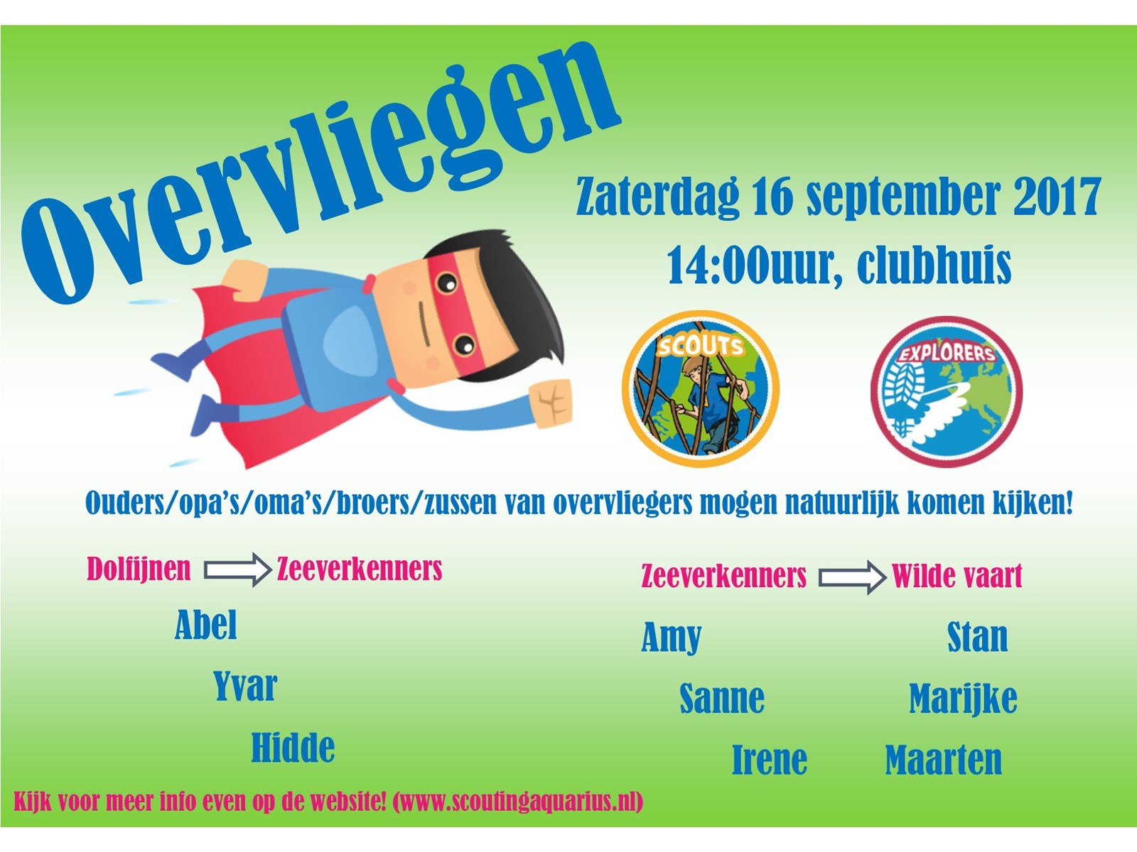 Groepsactiviteit: Overvliegen 2017 - Scouting Aquarius Dirkshorn